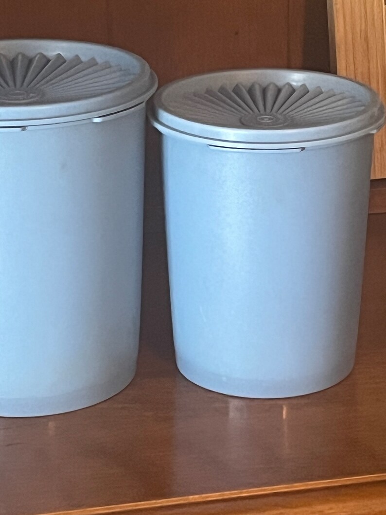 Vintage Blue Tupperware, Plain Canisters, Set of Three. 807-8, 809-13 ...