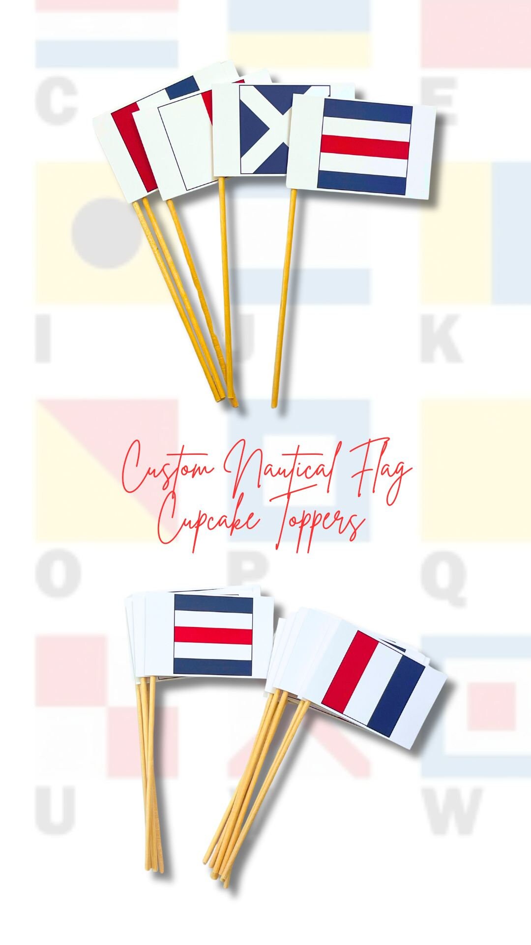 Nautical Alphabet Cupcake Toppers, Customize Sailing Boating Symbols ...