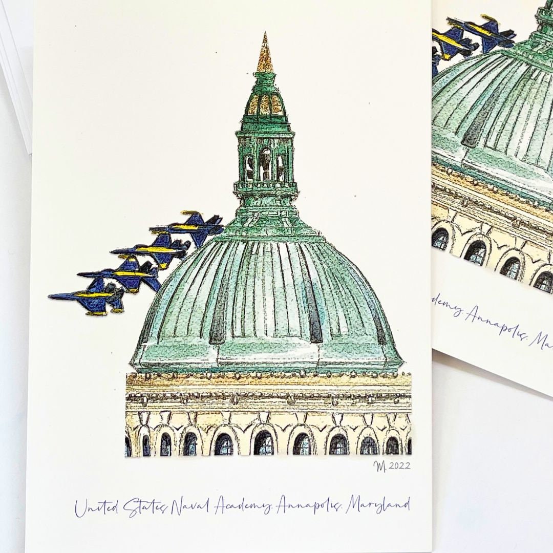Naval Academy Note Greeting Cards Chapel Dome 5x7 Dozen Folded USNA ...