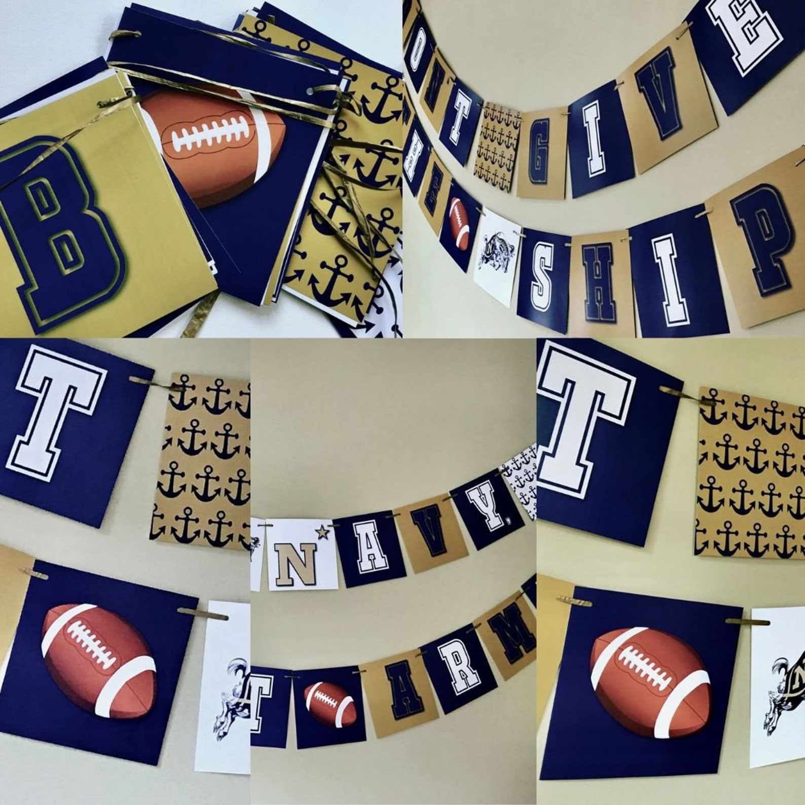 Navy Army USNA Game Day Football Squared Banner Anchor Goat Annapolis ...