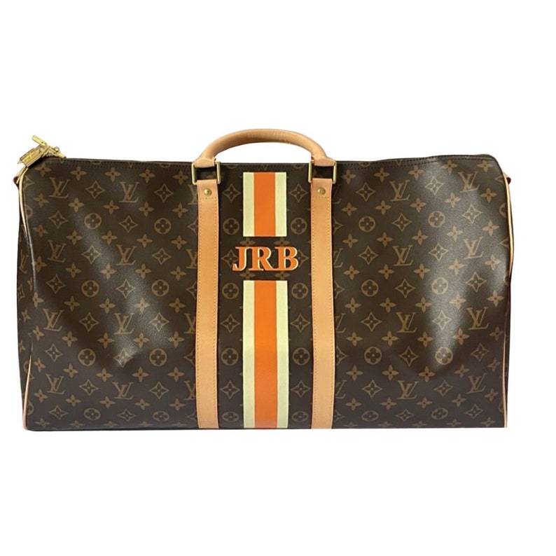 Hand Painted Tote, Bespoke Initials Stripes Custom Monogram Accessory ...