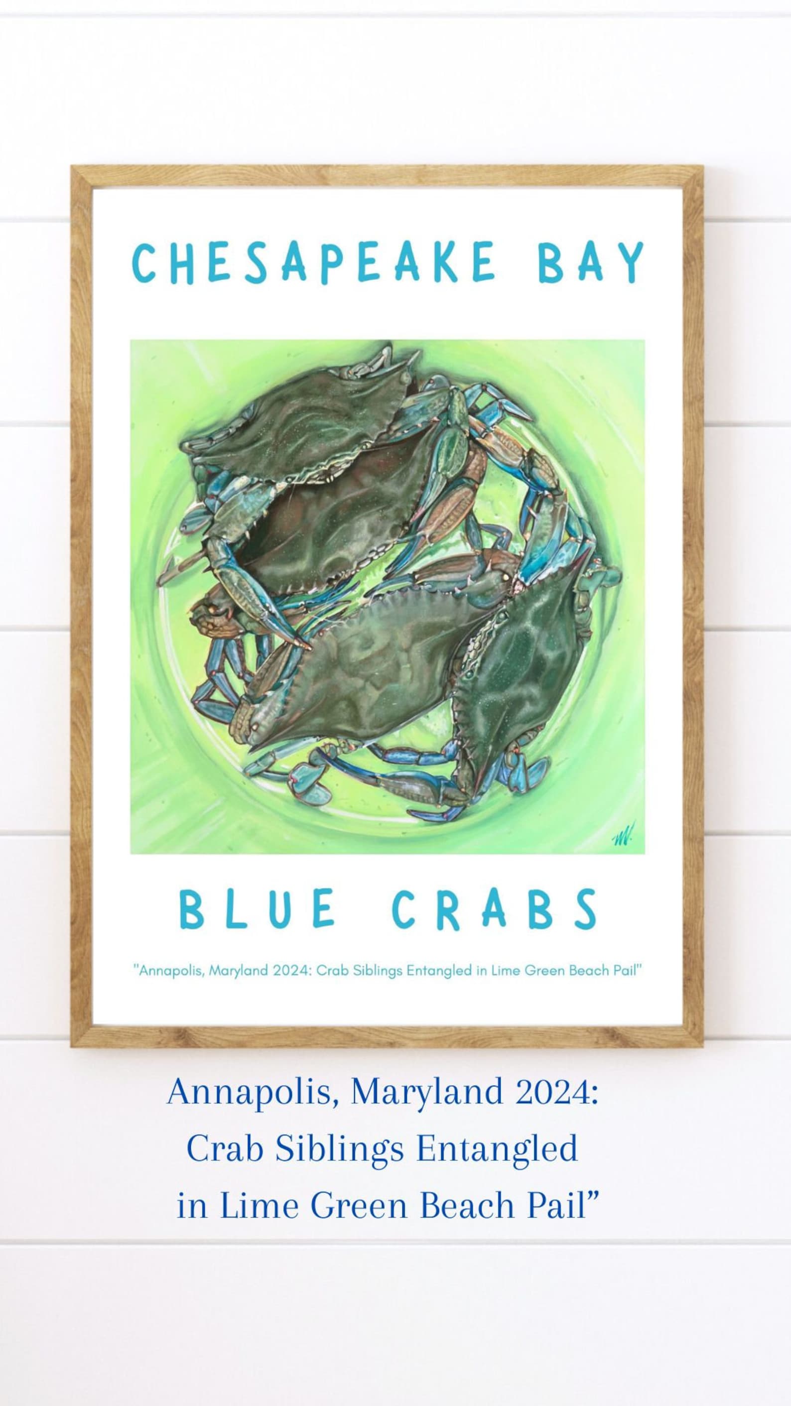 Annapolis Blue Crab Poster, Annapolis Chesapeake Bay Inspired Coastal ...