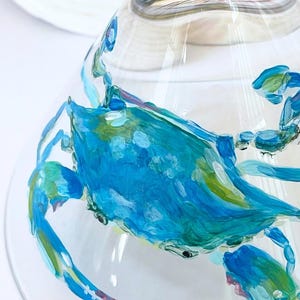 Turquoise Crab Martini Glass, Hand Painted Ocean Barware, Personalized ...