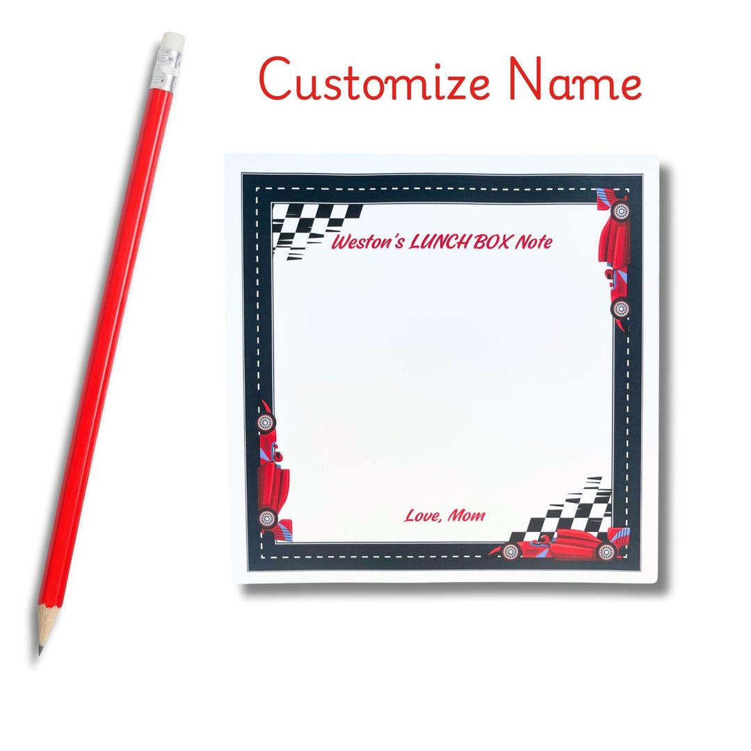Lunch Box Note Pad 5x5, Lunchbox Note Paper, Race Car Note, School ...