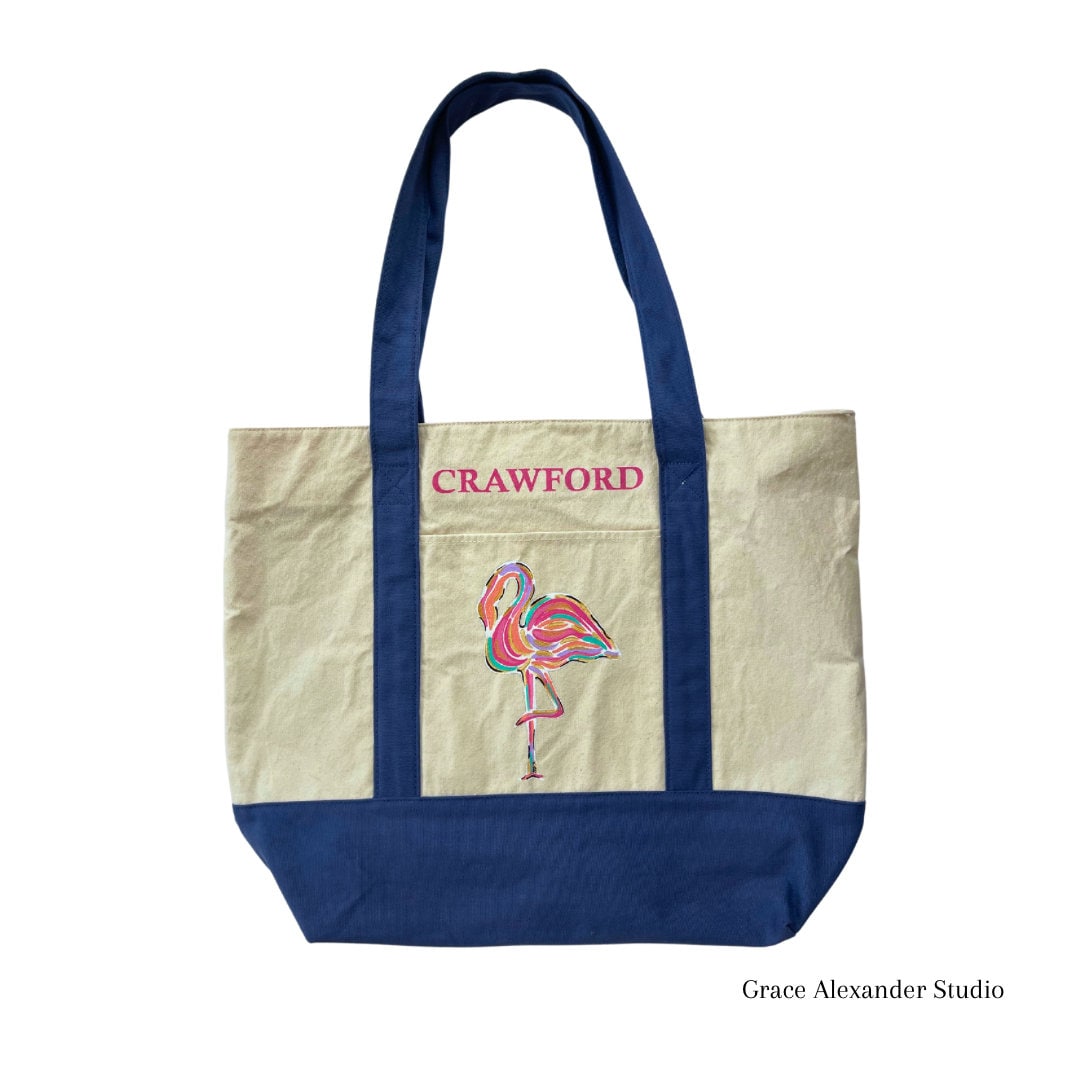 Personalized Hand Painted Tote, Custom Painted Canvas Leather Material ...