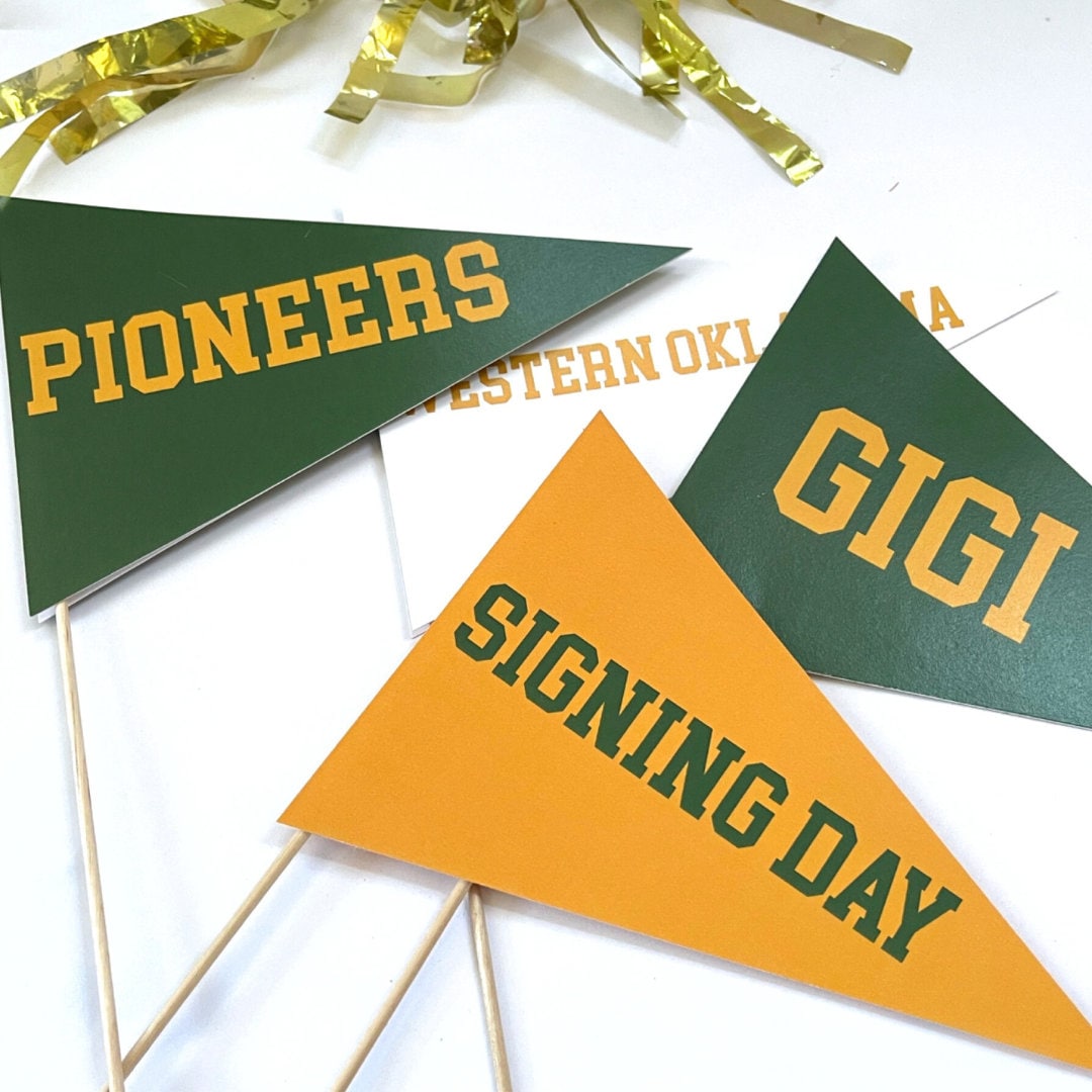 4 Signing Day 5x7 Double Sided Flags, Card Stock 8 Inch Stick ...