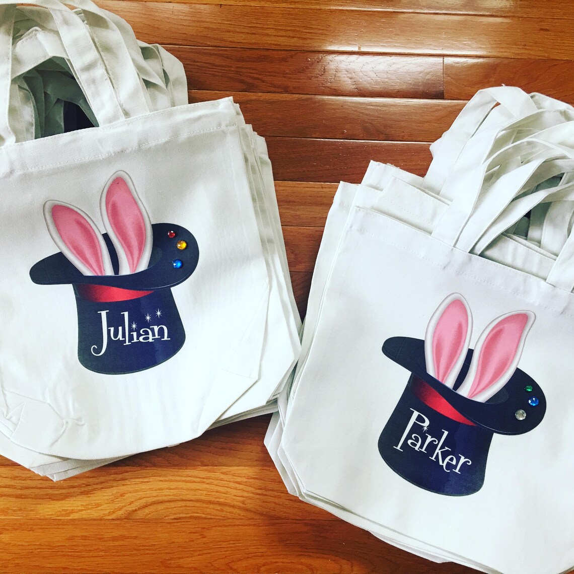Magic Bunny Birthday Party Favor Tote Bag, Magician Bunny Personalized ...
