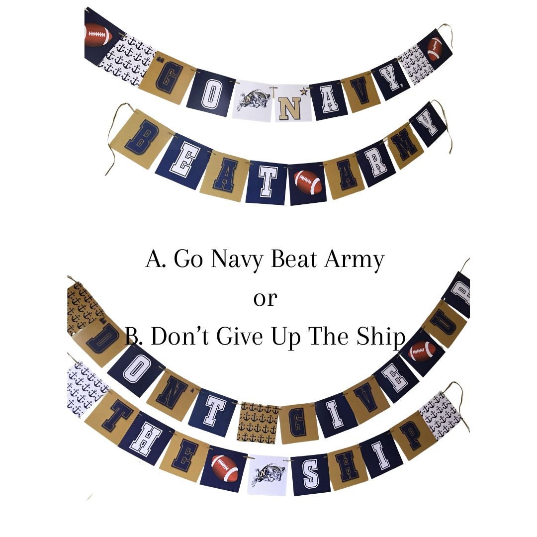 Navy Army USNA Game Day Football Squared Banner Anchor Goat Annapolis ...
