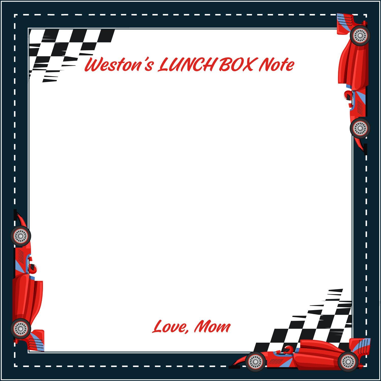 Lunch Box Note Pad 5x5, Lunchbox Note Paper, Race Car Note, School ...