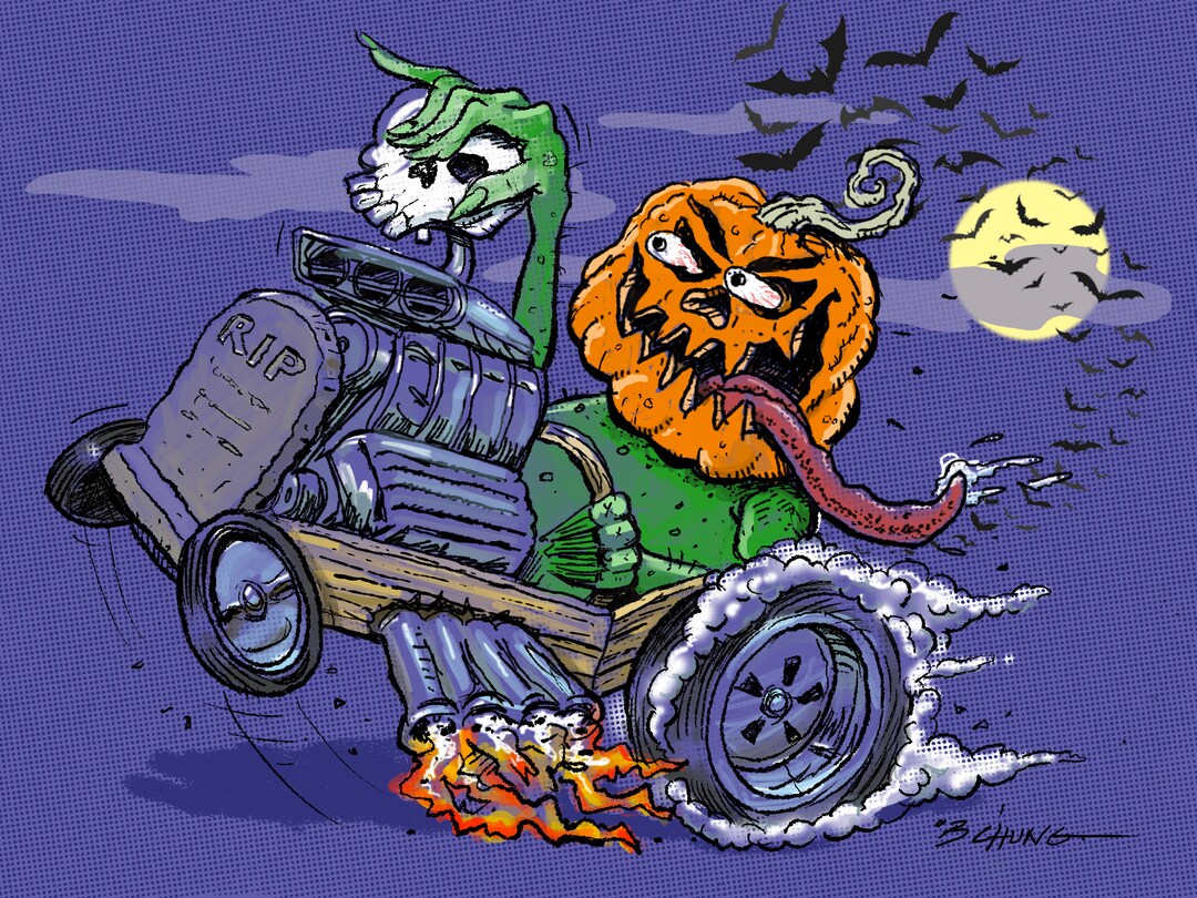 Halloween Hot Rod 8.5x11 Art Print - Etsy