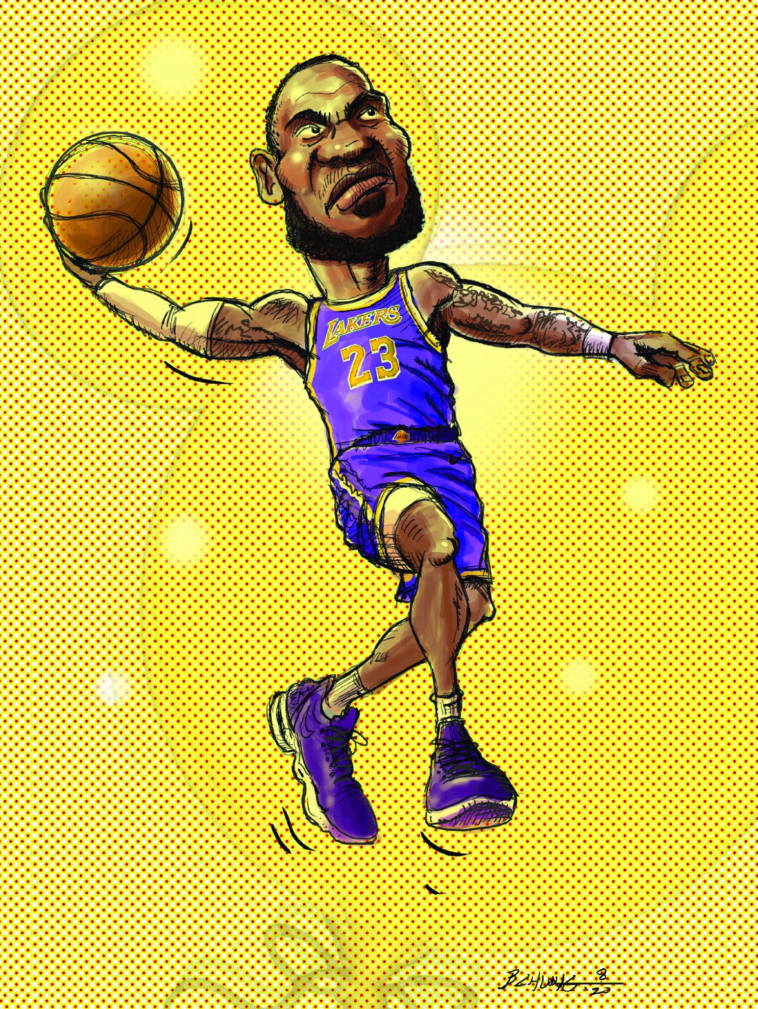 Lebron James Fan Art Print - 8.5" X 11" Choose Gold or Purple Uniform ...