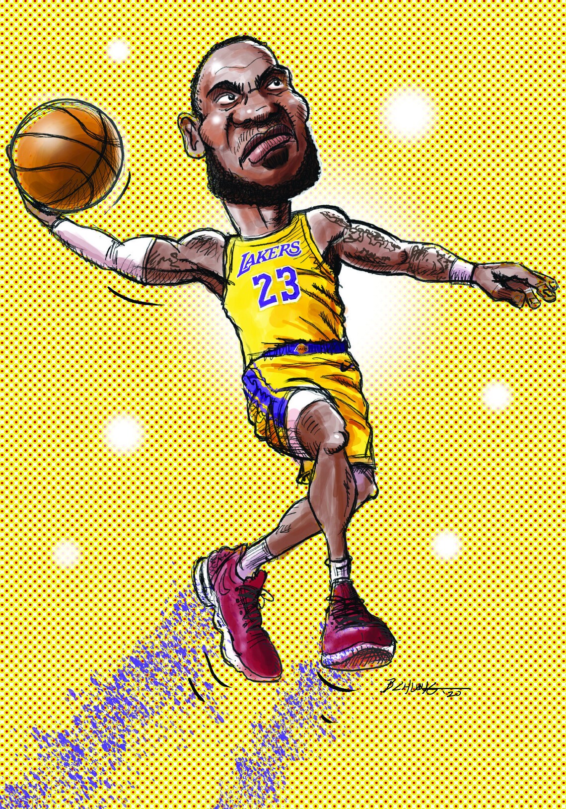 Lebron James Fan Art Print - 8.5" X 11" Choose Gold or Purple Uniform ...