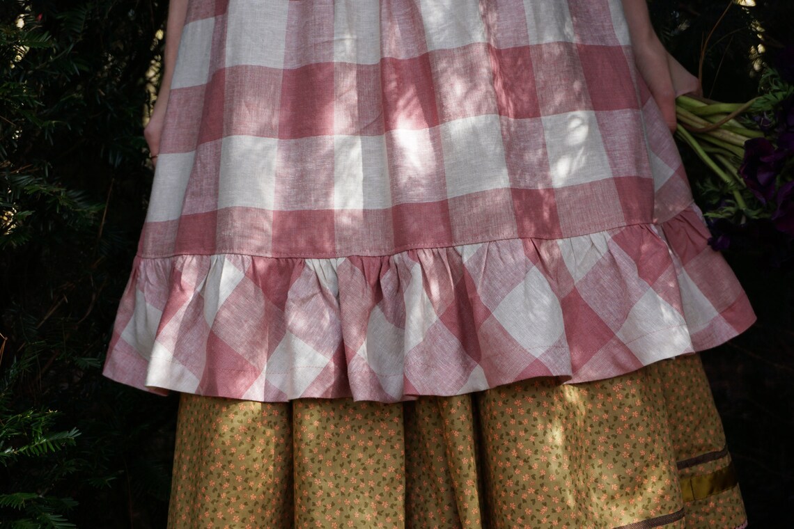 Pink Check Apron in Linen. Cottagecore Folklore & Farmcore - Etsy