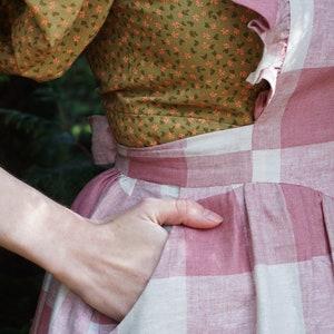Pink Check Apron in Linen. Cottagecore, Folklore & Farmcore Pinafore ...