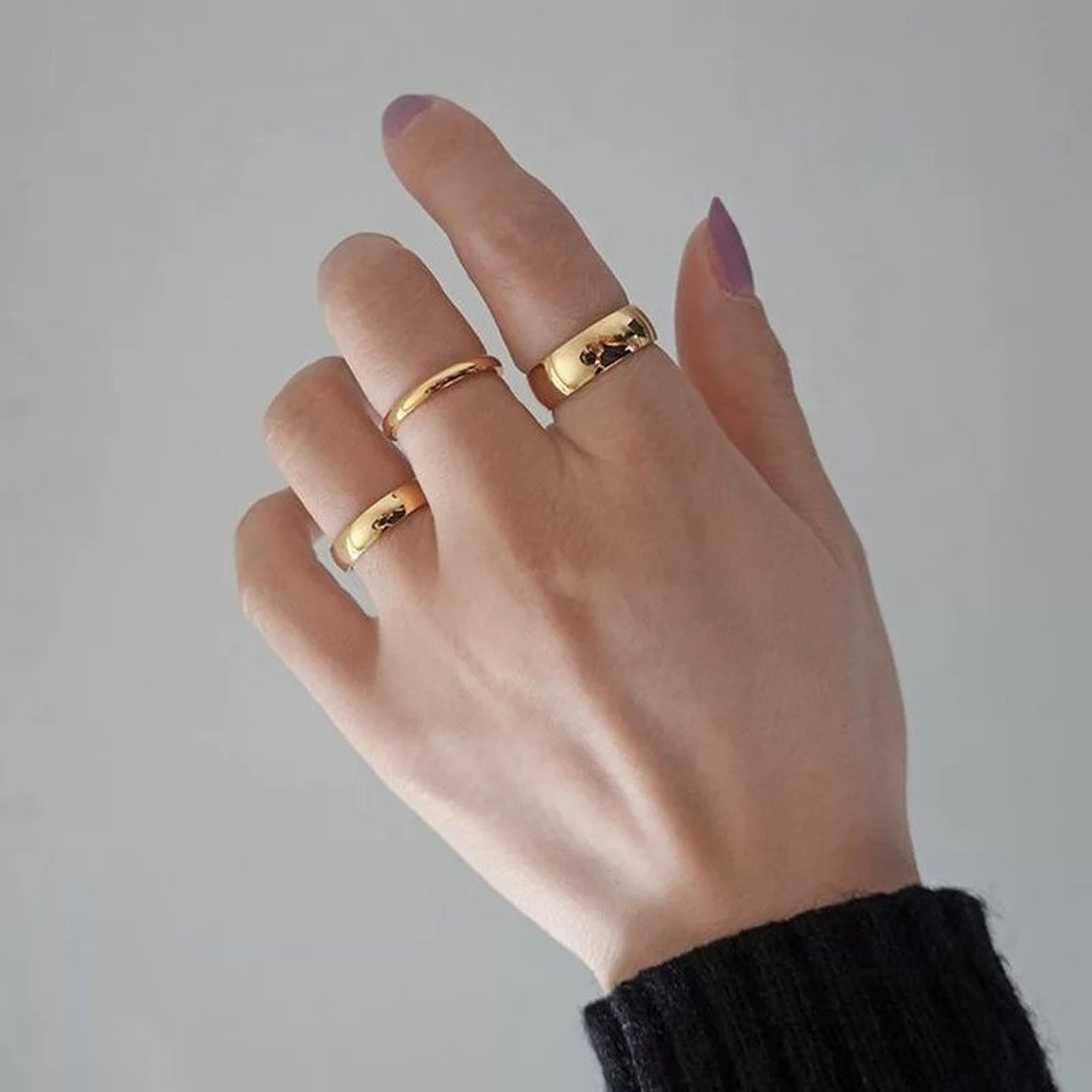 18K Gold Plated Bold Ringgold Band Ringgold Stacking - Etsy Australia