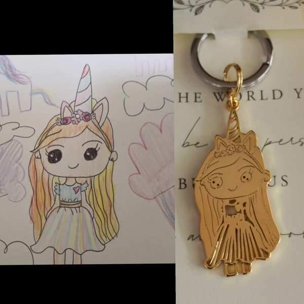 Kids Drawing Keychain - Etsy