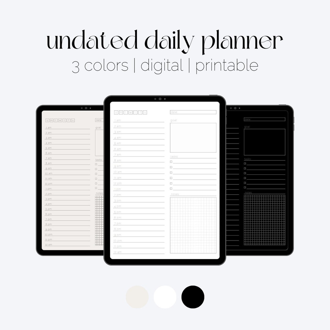 24 Hour Daily Digital Planner, Template for iPad Goodnotes, Undated ...