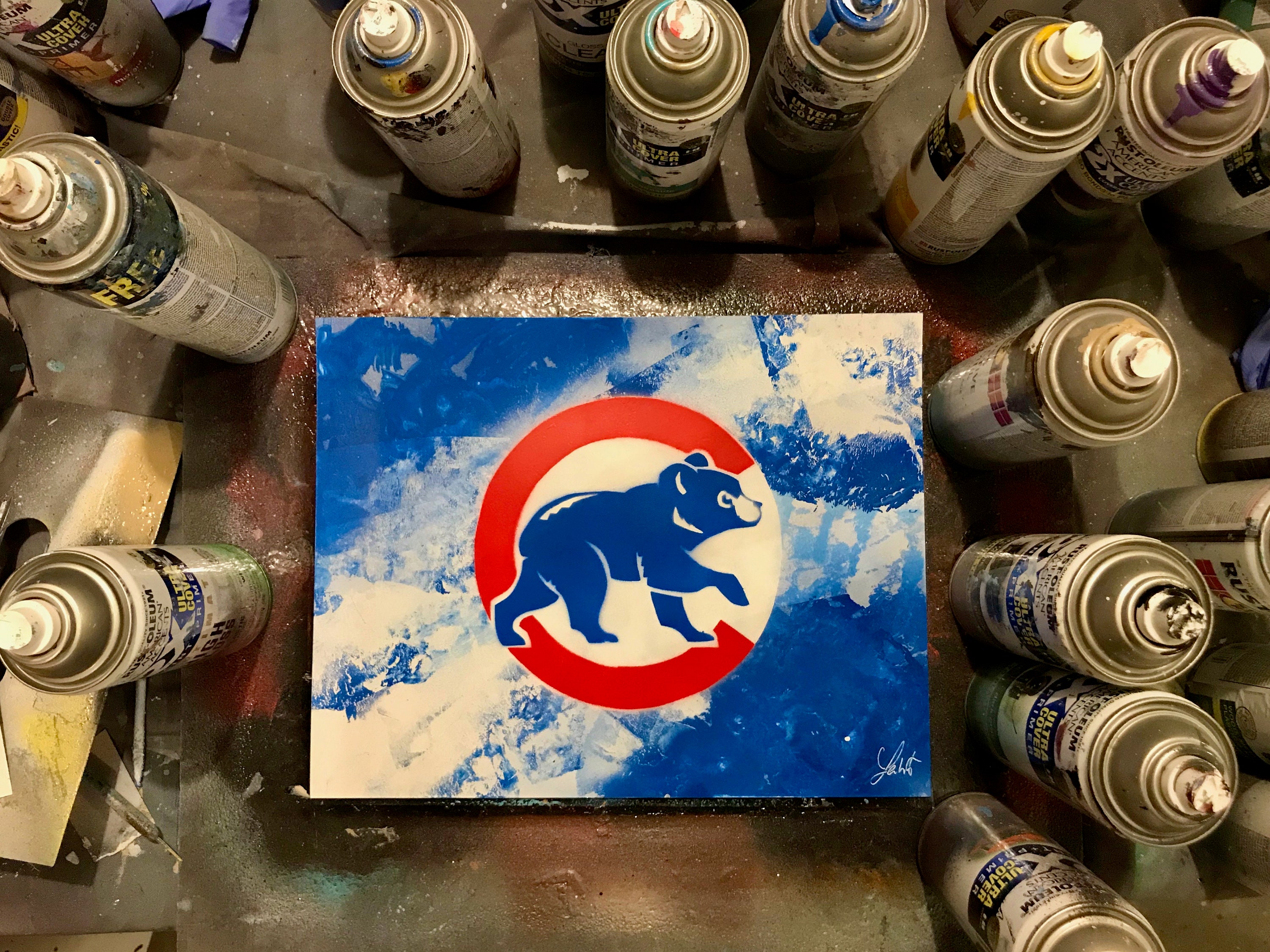 Chicago Cubs/ Chicago Cubs Painting/ Chicago Cubs Gift/ Spray | Etsy