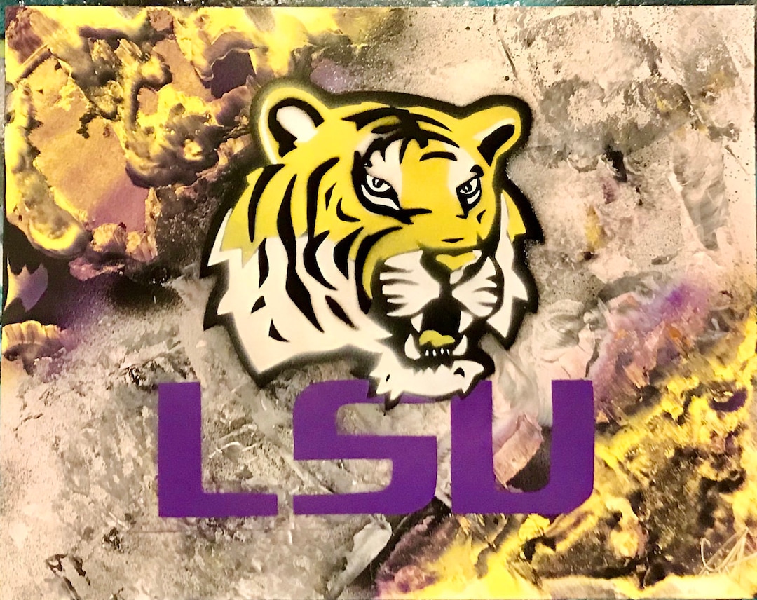 LSU Art/ LSU Poster/ Spray Paint Art/ LSU Gift/ University of Louisiana ...