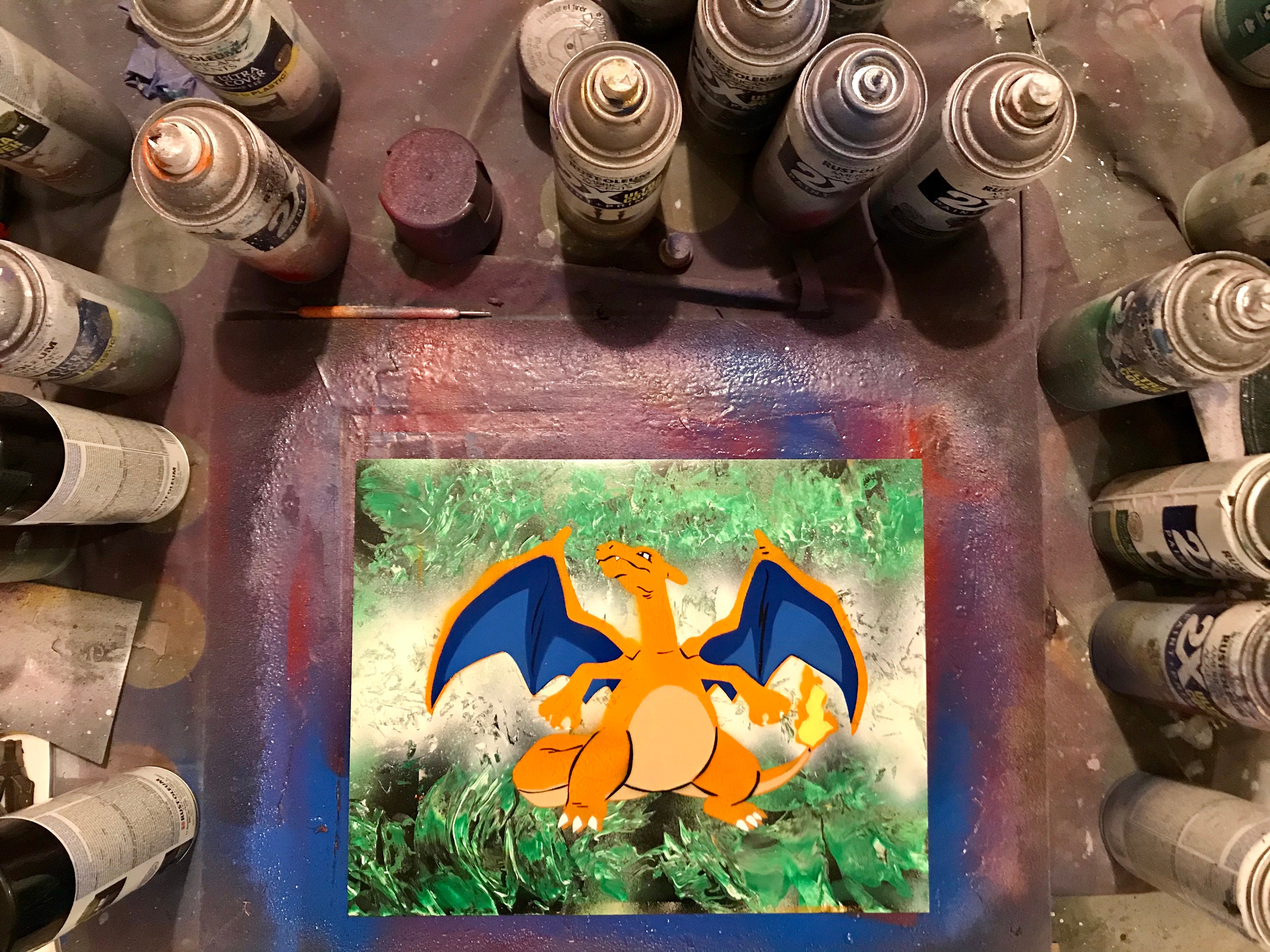 Charizard/ Pokemon art/ Spray Paint Art/ Pokemon poster/ | Etsy