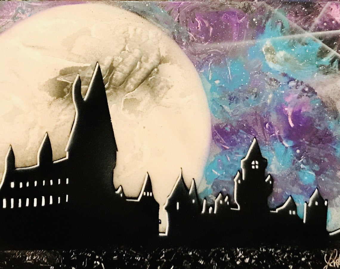 Harry Potter/ Hogwarts Painting/ Spray Paint Art/ Harry Potter | Etsy
