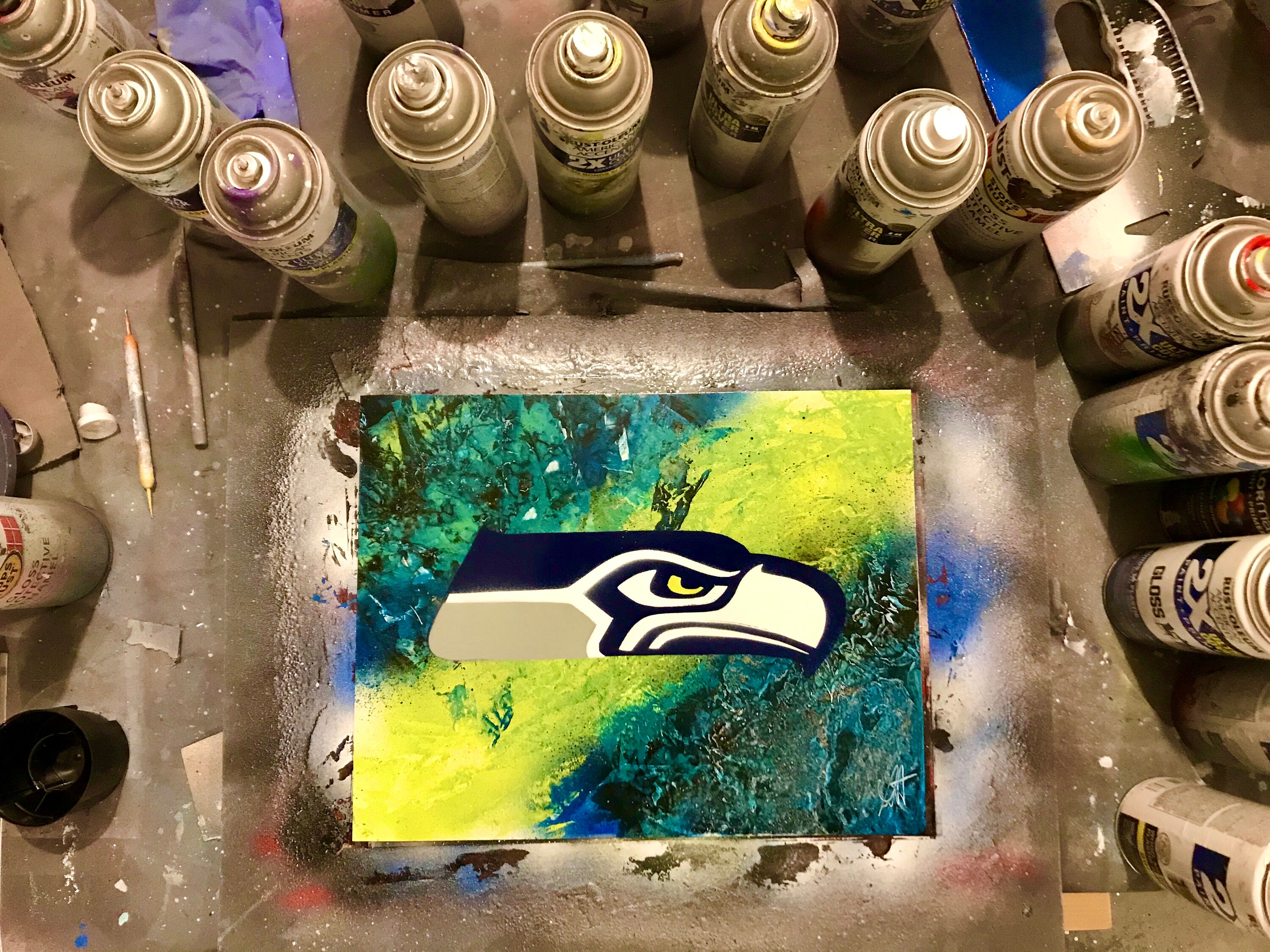 Seattle Seahawks Art/ Seattle Seahawks Poster/ Spray Paint | Etsy