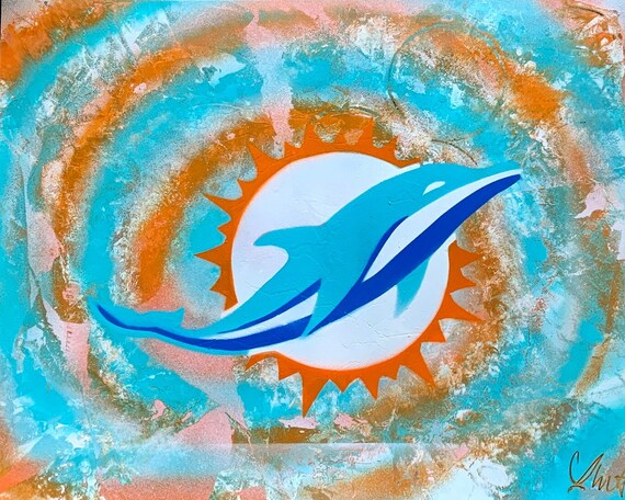 Miami Dolphins Art/ Miami Dolphins Poster/ Spray Paint Art/ - Etsy