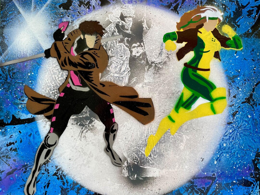 Gambit & Rouge X-men Art, Original Spray Paint Painting - Etsy
