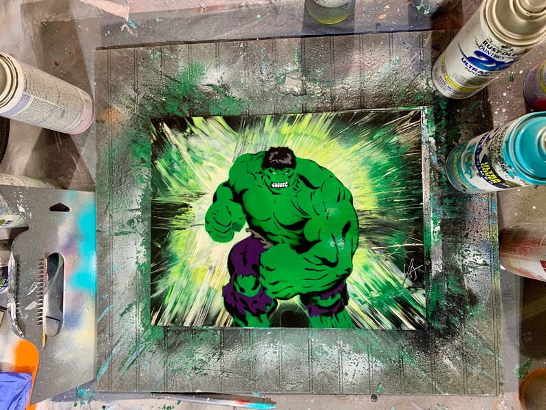 Original Hulk Spray Paint Art, Avengers Wall Art - Etsy
