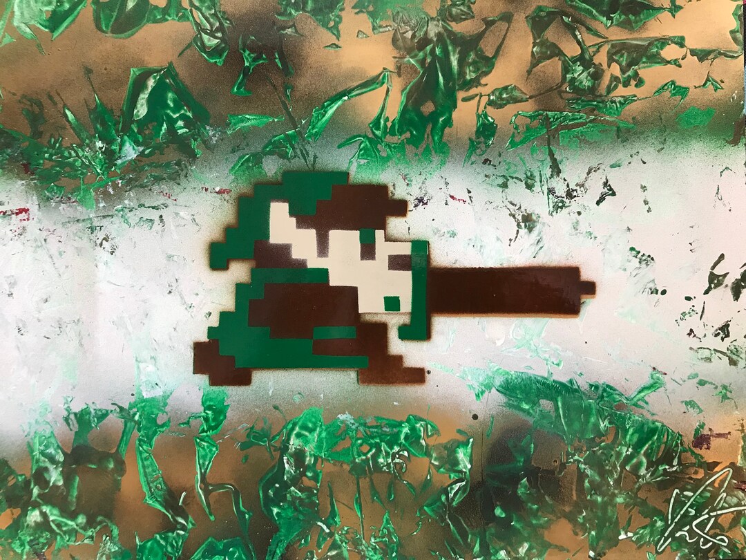 Link Spray Paint Art: Legend of Zelda, 8-bit Nintendo - Etsy