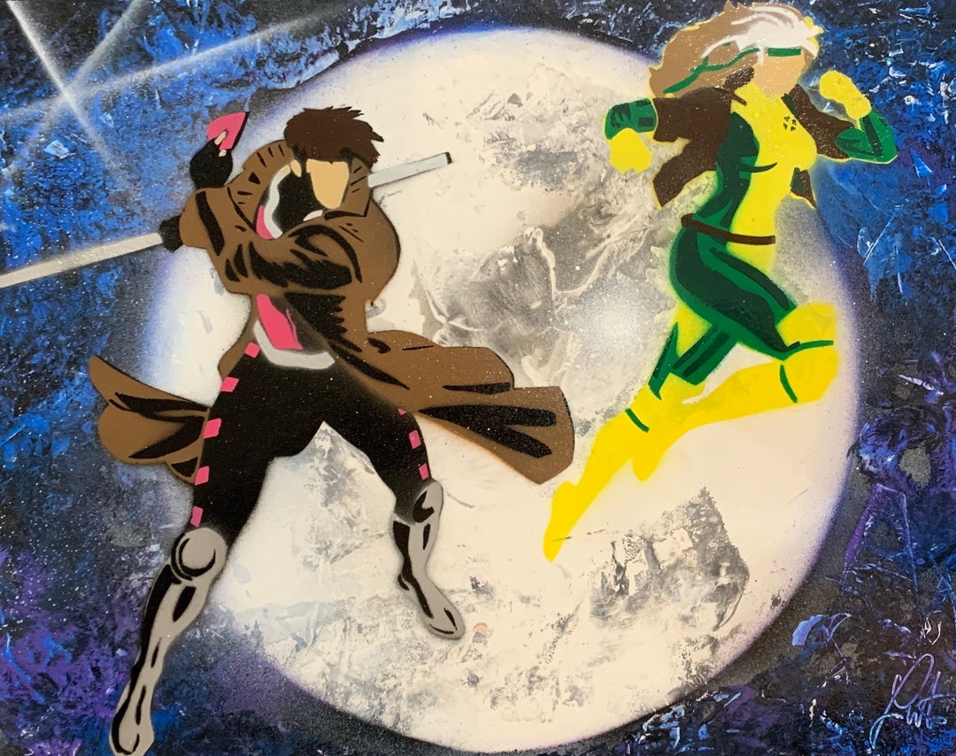 Gambit and Rouge/ X-men Art/ Spray Paint Art/ Gambit/ Rouge/ - Etsy