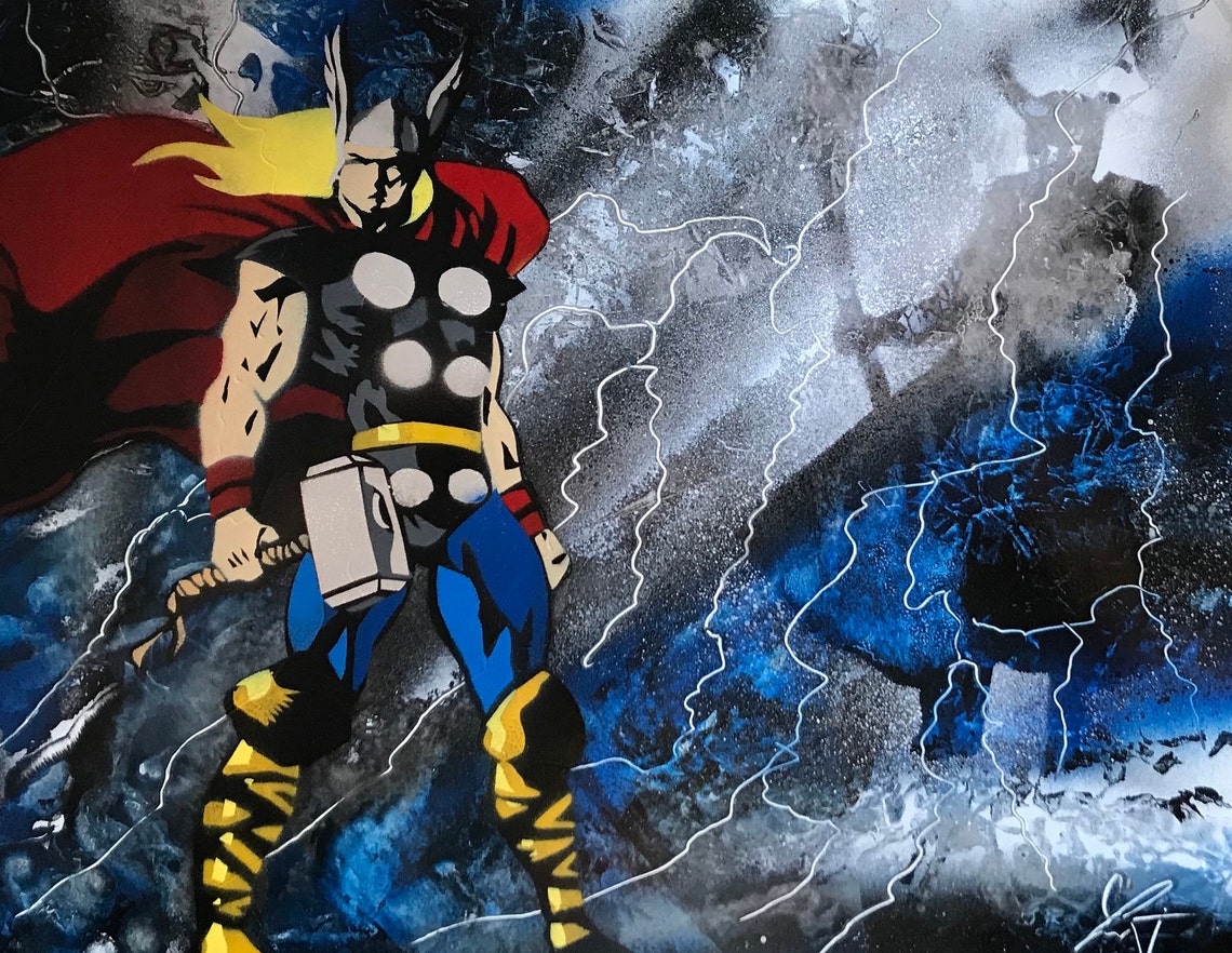Thor/ Thor Art/ Spray Paint Art/ Thor Poster/ Thor Gift/ | Etsy