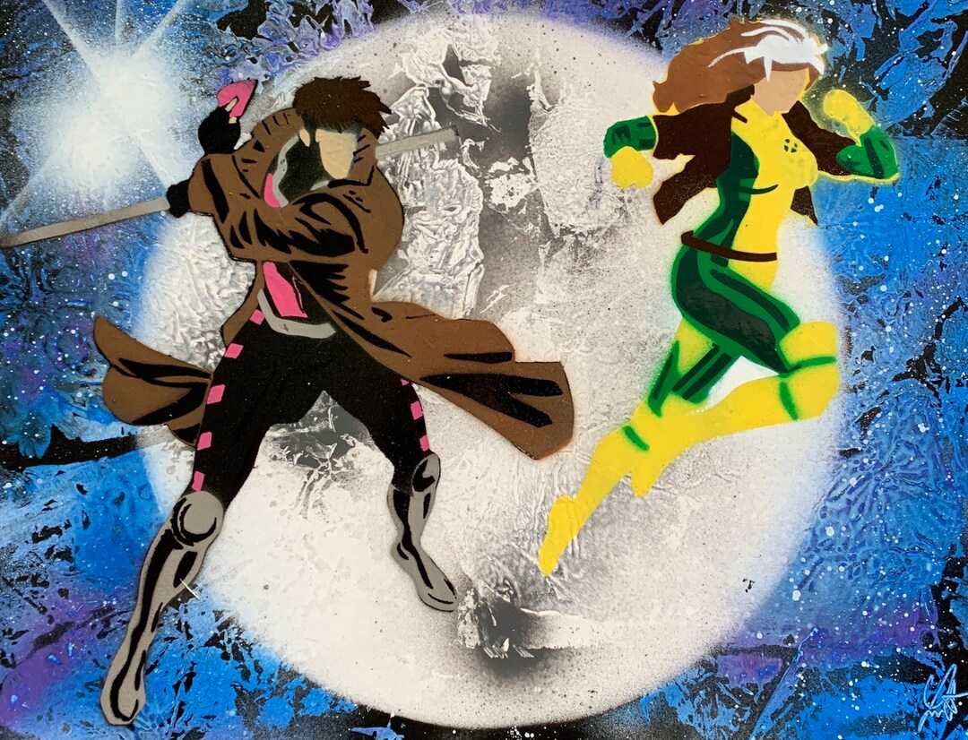 Gambit and Rouge/ X-men Art/ Spray Paint Art/ Gambit/ Rouge/ - Etsy