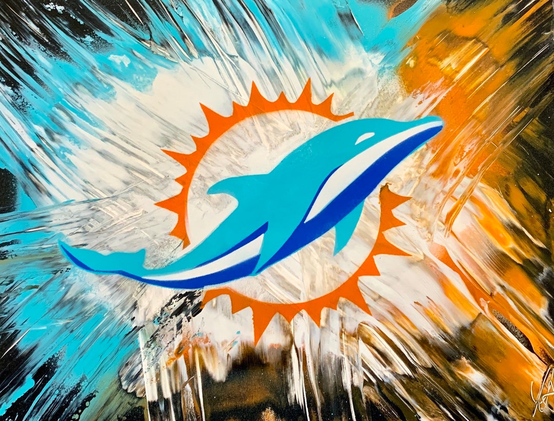 Miami Dolphins Art/ Miami Dolphins Poster/ Spray Paint Art/ - Etsy