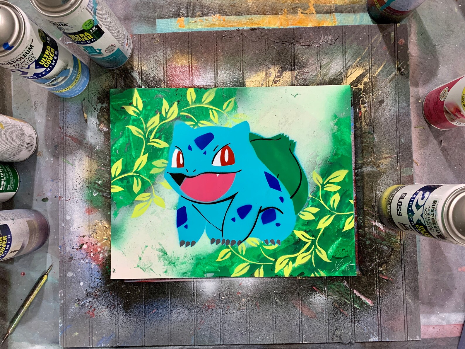 Bulbasaur/ Pokemon Art/ Spray Paint Art/ Pokemon/ Balbasaur - Etsy