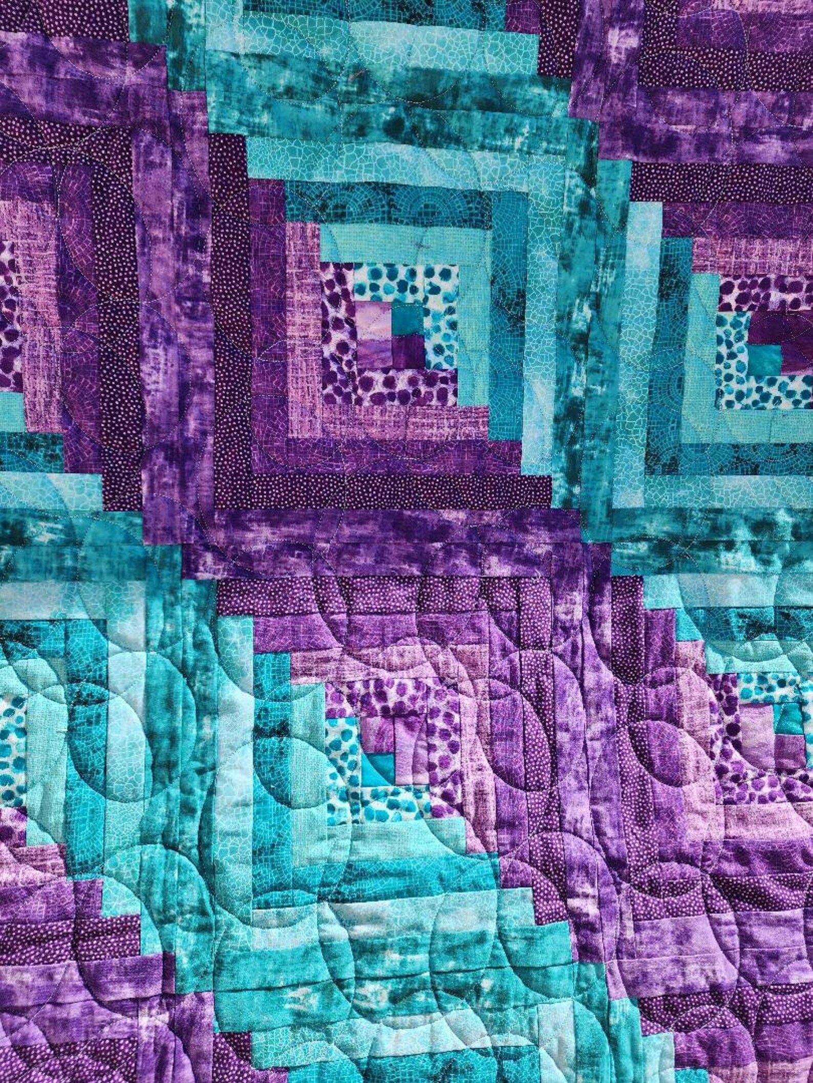 Log Cabin in Purple and Teal - Etsy