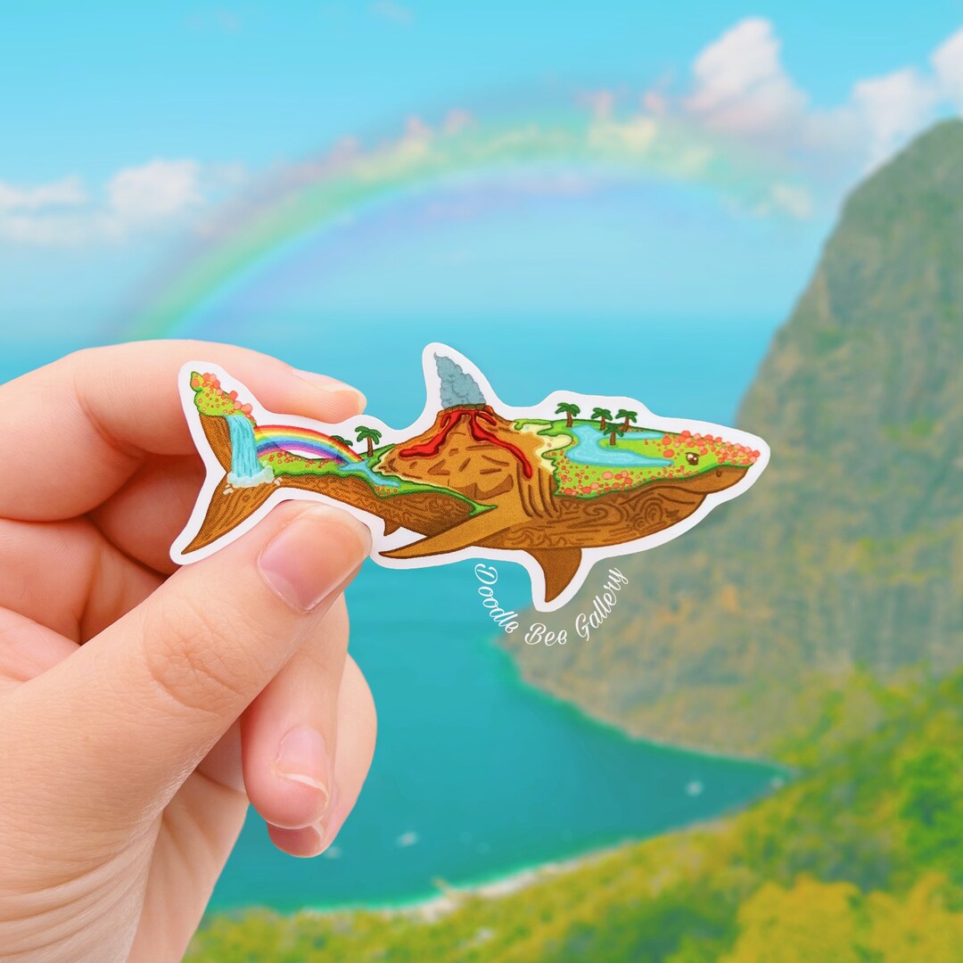Island Shark Sticker - Etsy