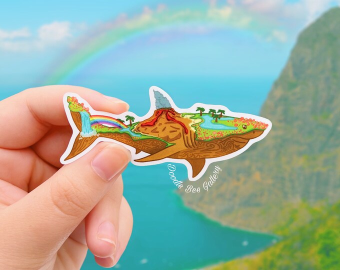 Island Shark Sticker - Etsy