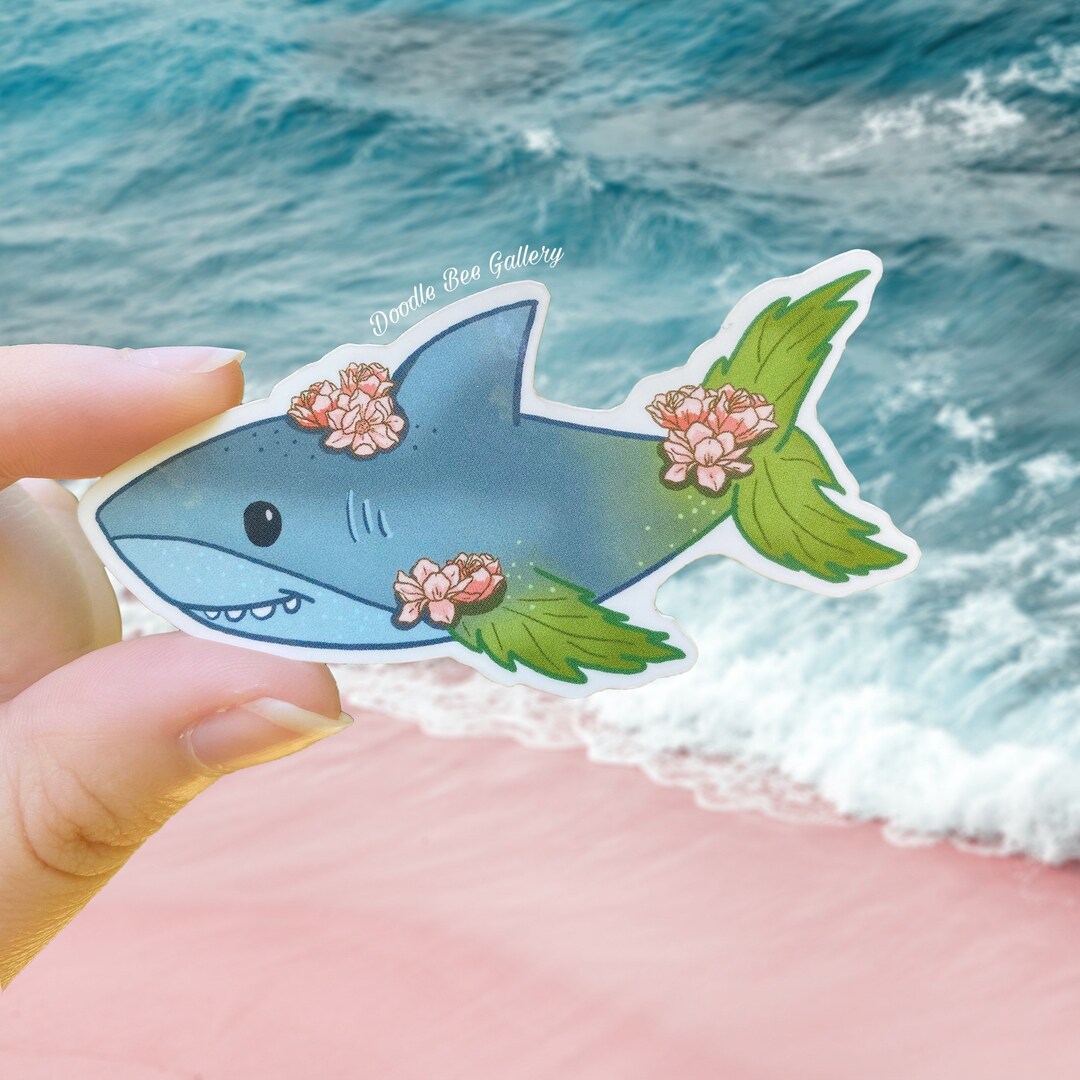 Flower Shark Sticker - Etsy