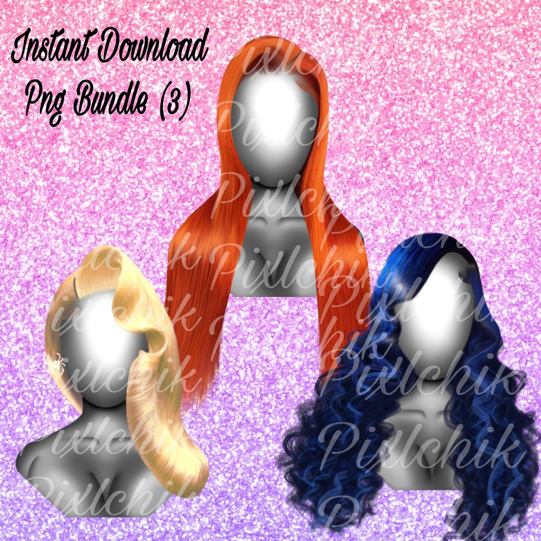 CLIPART ONLY Cartoon Illustration Lace Wig for Digital Art, Planner ...