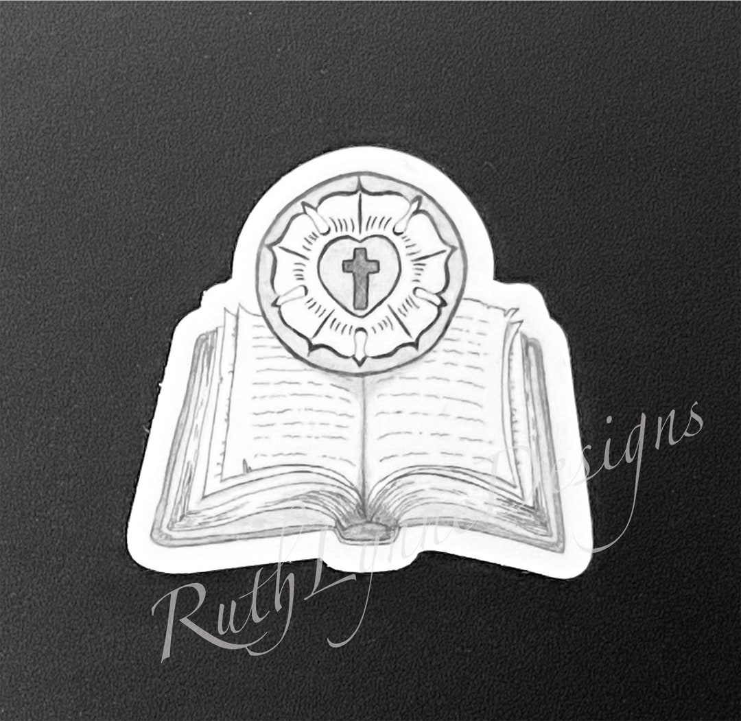 Luther's Rose Bible Vinyl Sticker (2"x1.87"), Lutheran Art, Christian ...