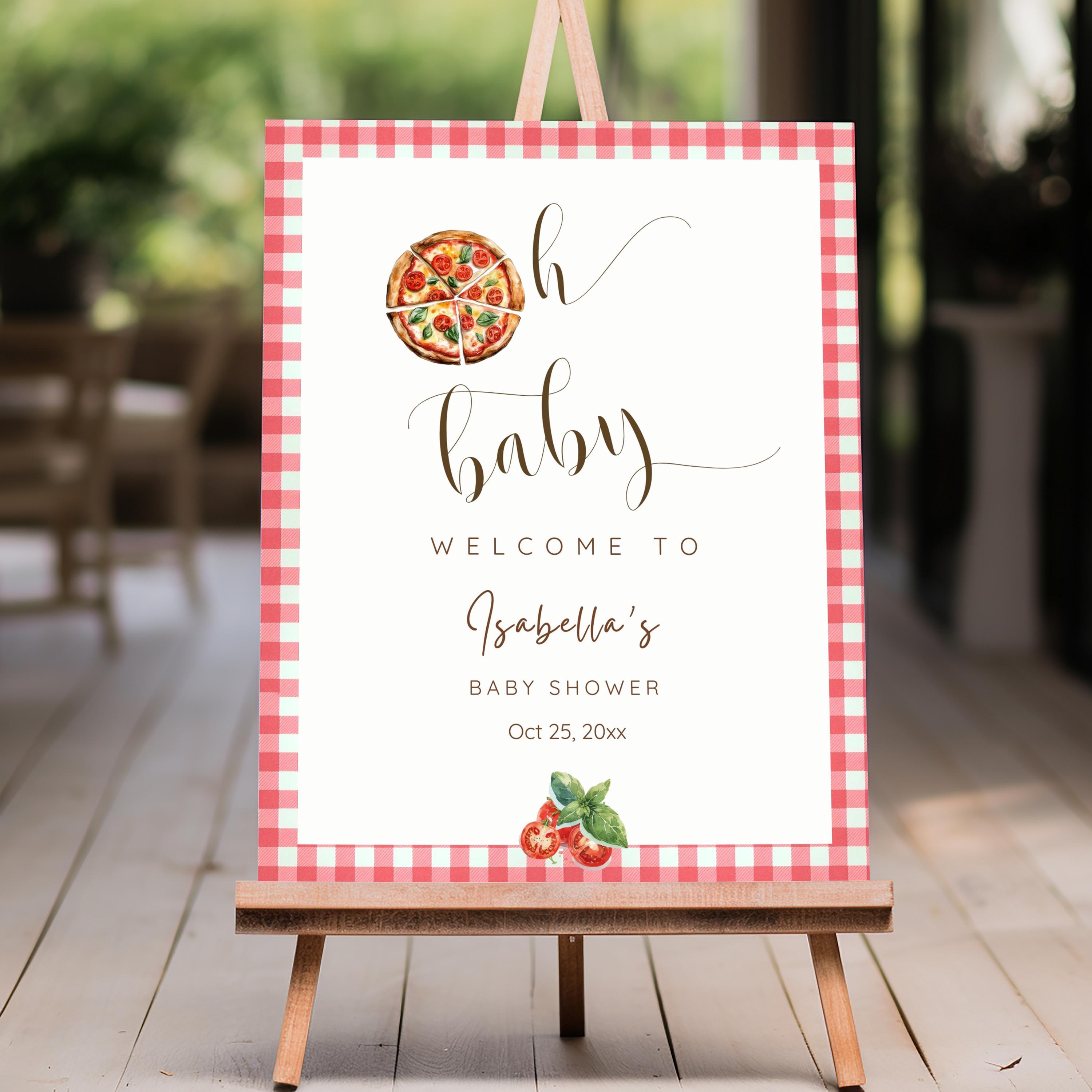 Gender Neutral Baby Shower | Pizza Baby Shower Digital Welcome Sign ...