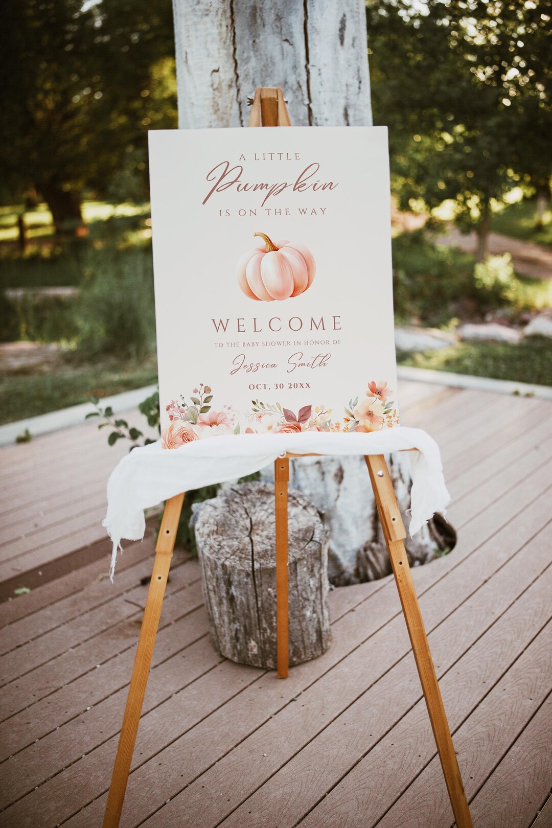 A Little Pumpkin Baby Shower Welcome Sign, Autumn Fall Instant Editable ...