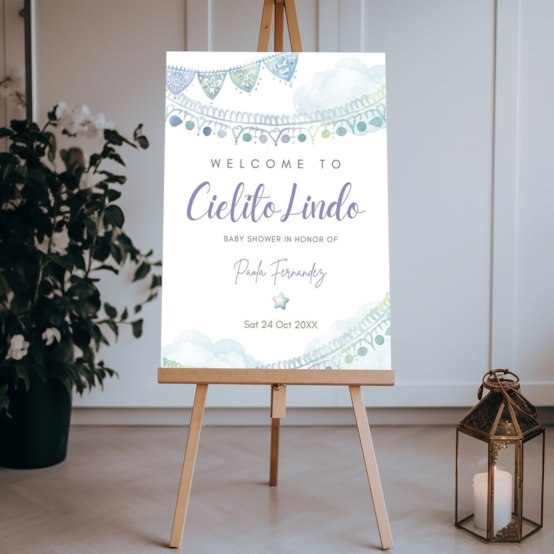 Cielito Lindo Welcome Sign Baby Shower Paper Picado Printable Sign ...