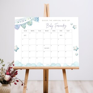Editable Cielito Lindo Baby Shower Guess the Due Date Calendar Talavera ...