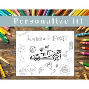 Editable Race Car Birthday Activity Two Fast Theme Race Car Kids ...