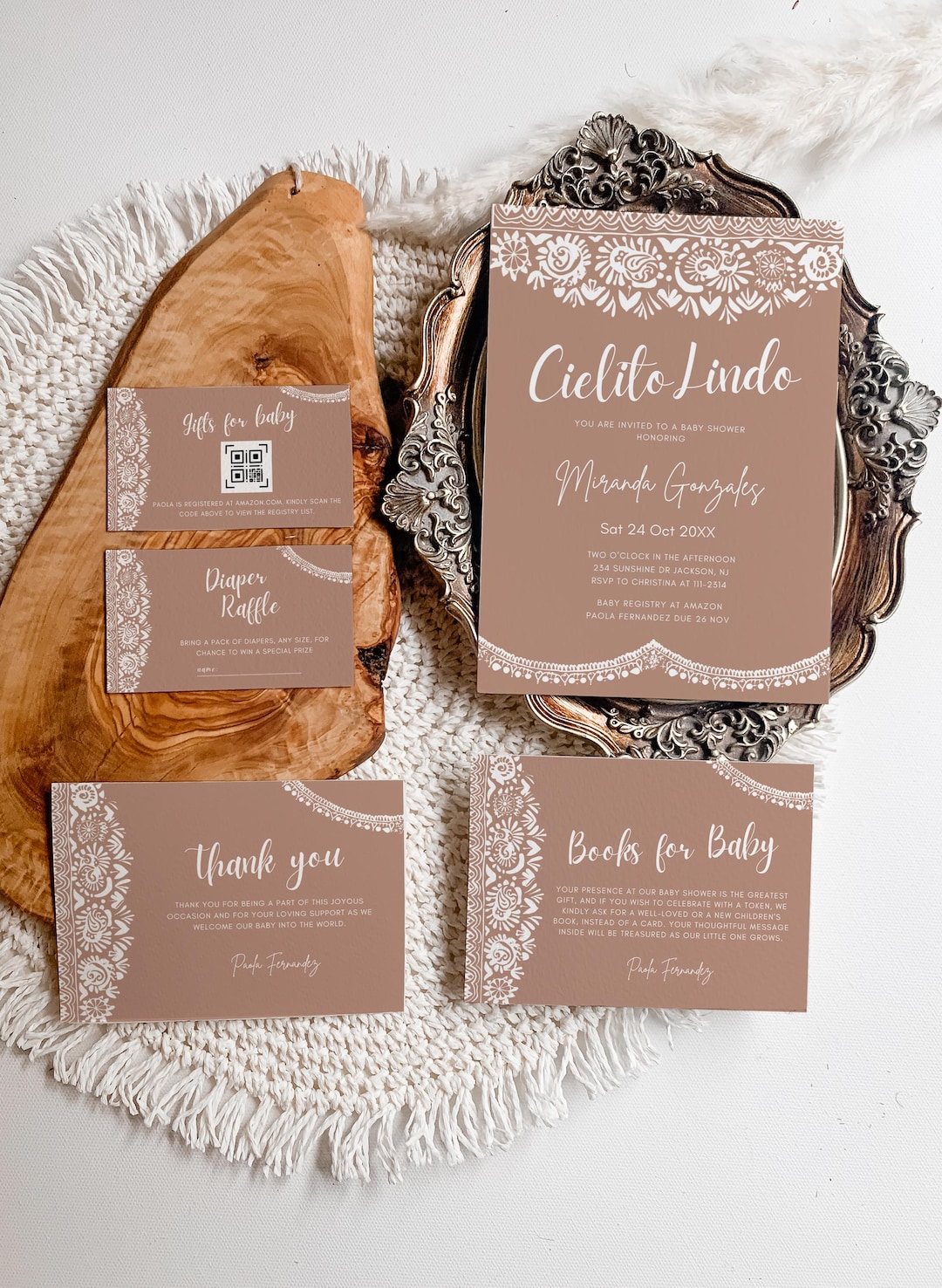 Editable Cielito Lindo Terracota Baby Shower Invitation Bundle Talavera ...