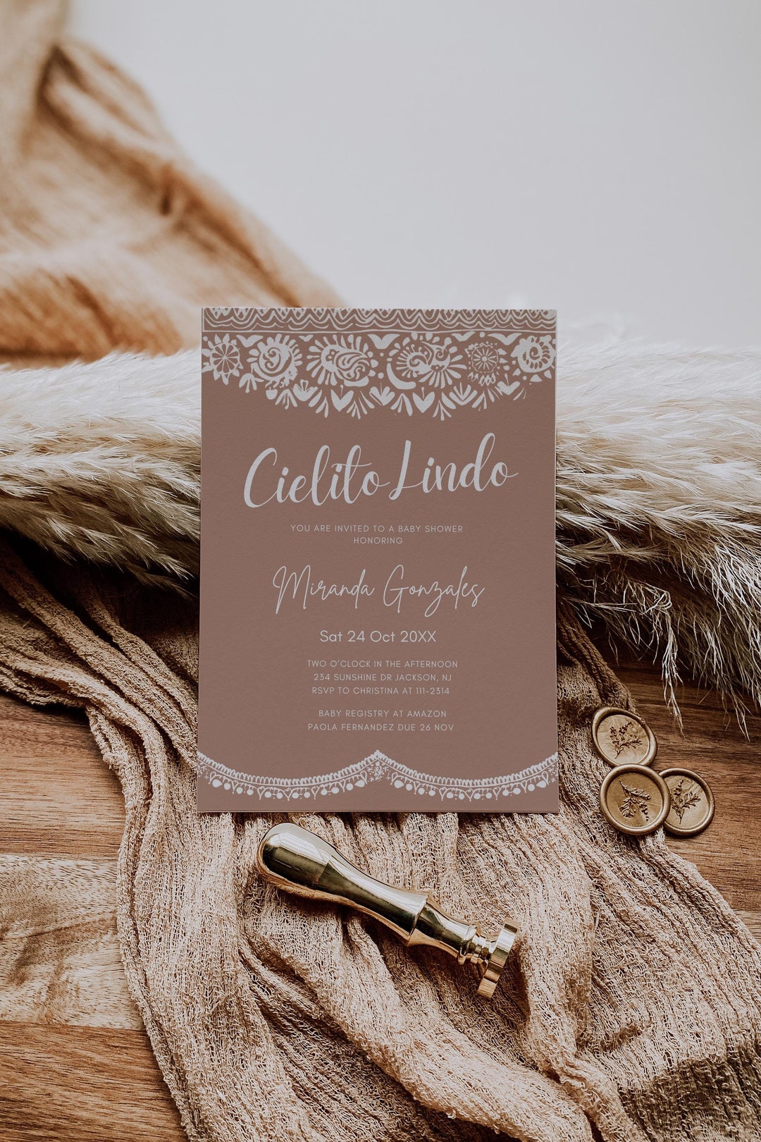 Editable Cielito Lindo Baby Shower Invitation - Talavera Theme ...