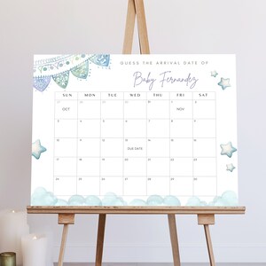 Editable Cielito Lindo Baby Shower Guess the Due Date Calendar Talavera ...