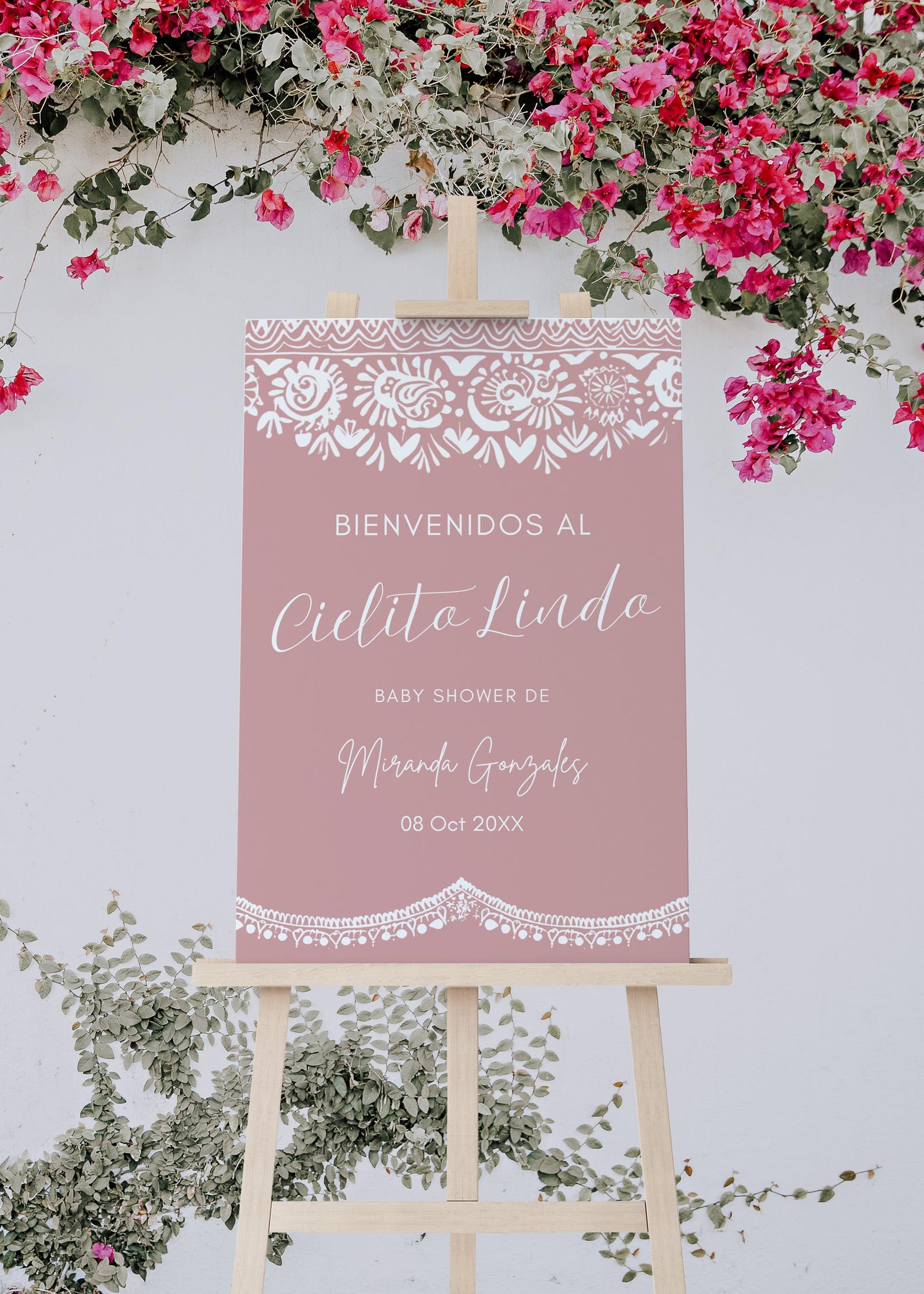 Editable Cielito Lindo Baby Shower Blush Pink Welcome Sign in Spanish ...